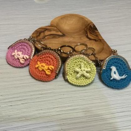 Crochet Purse Orange Keychain Sea Seaedition on Luulla