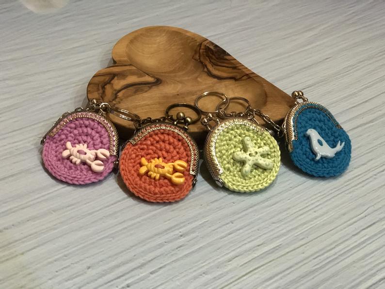Crochet Purse Orange Keychain Sea Seaedition on Luulla