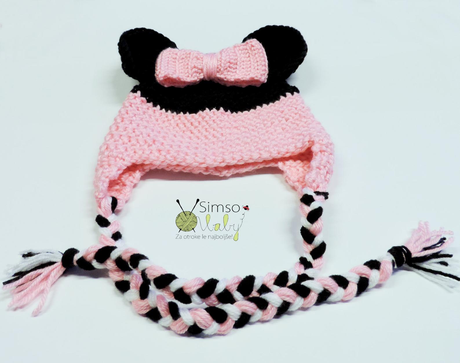 Crochet Hat, Minimouse Pink Hat, Minimouse Costume Hat, Newborn Hat ...